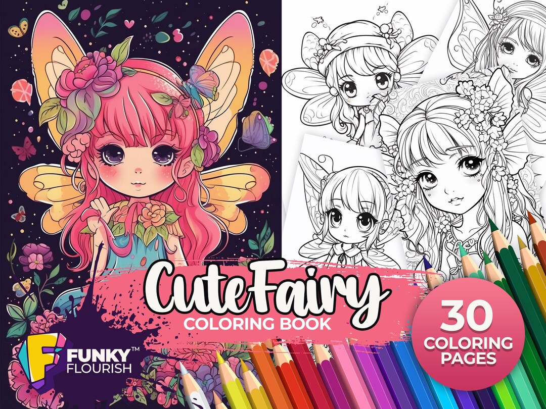 Cute Fairy Coloring Pages: Kawaii Anime Style PDF Printable Download of ...