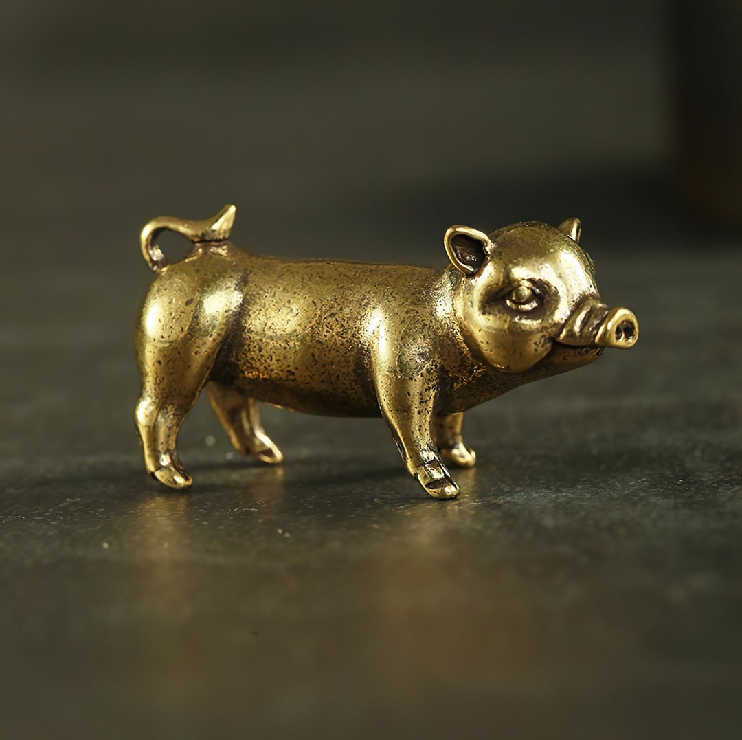 Mini Pig Statue, Piggy Statue, Mini Brass Statue, Brass Piggy Figurine ...