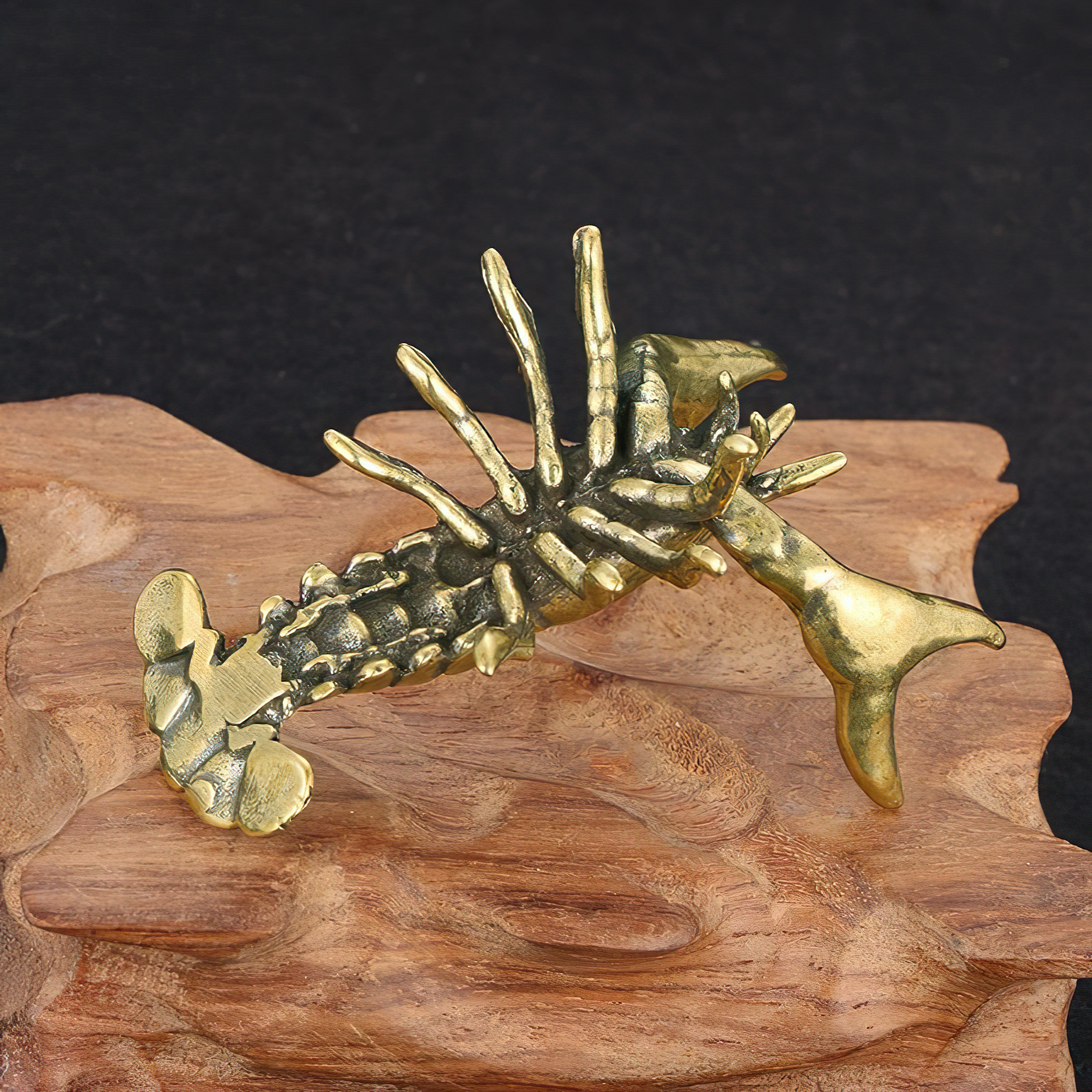 Mini Lobster Pen Holder Statue, Brass Lobster Ornament, Desktop Pen ...