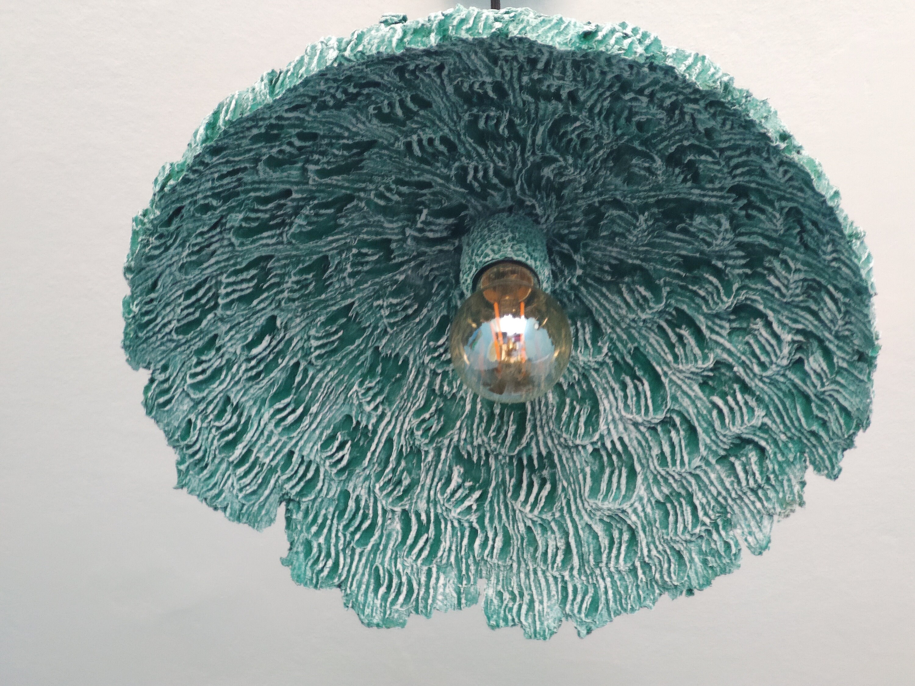 Paper Mache Lamp, Green Pendant Light, Handmade Gift Pendant Light ...