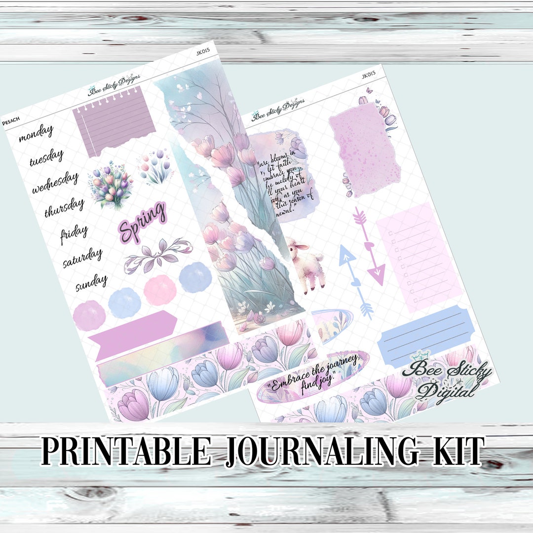 Printable Digital Download Journaling Sticker Kit Pastel Spring Journal ...