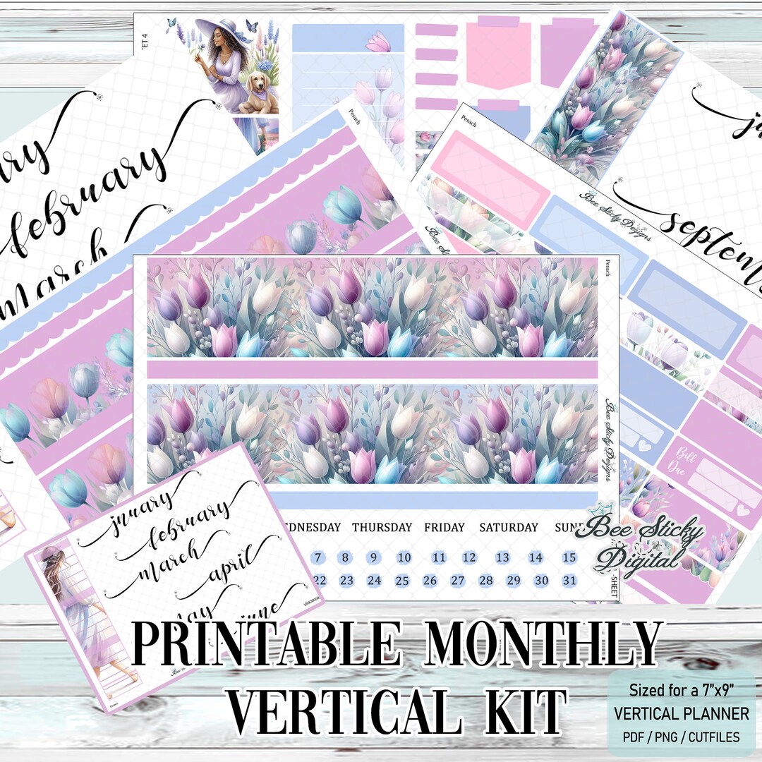 Printable April Monthly Kit, April Sticker Kit, Printable Planner ...