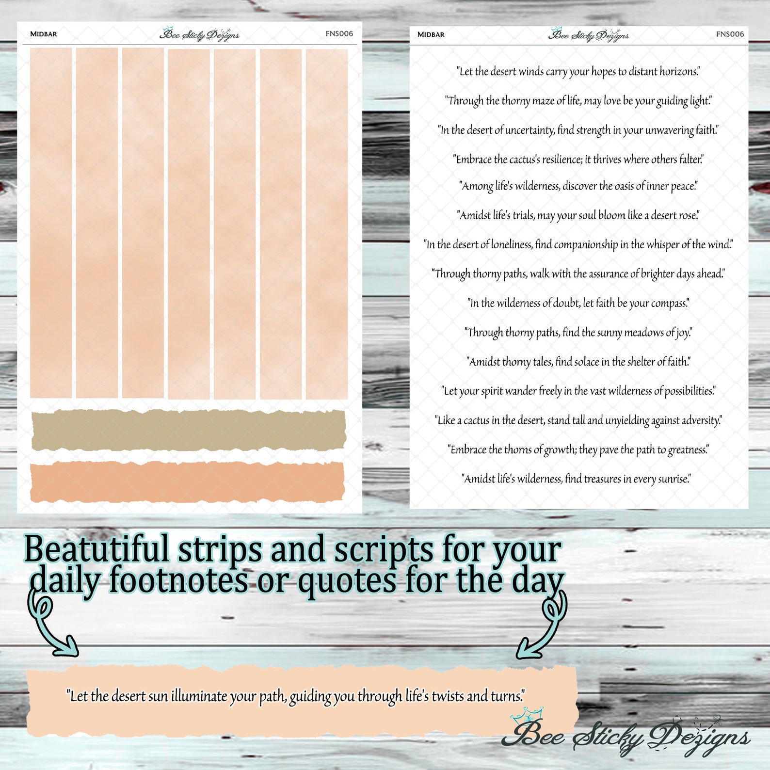 Printable Footnote Scripts & Washi Strips Sticker Kit Desert Theme ...