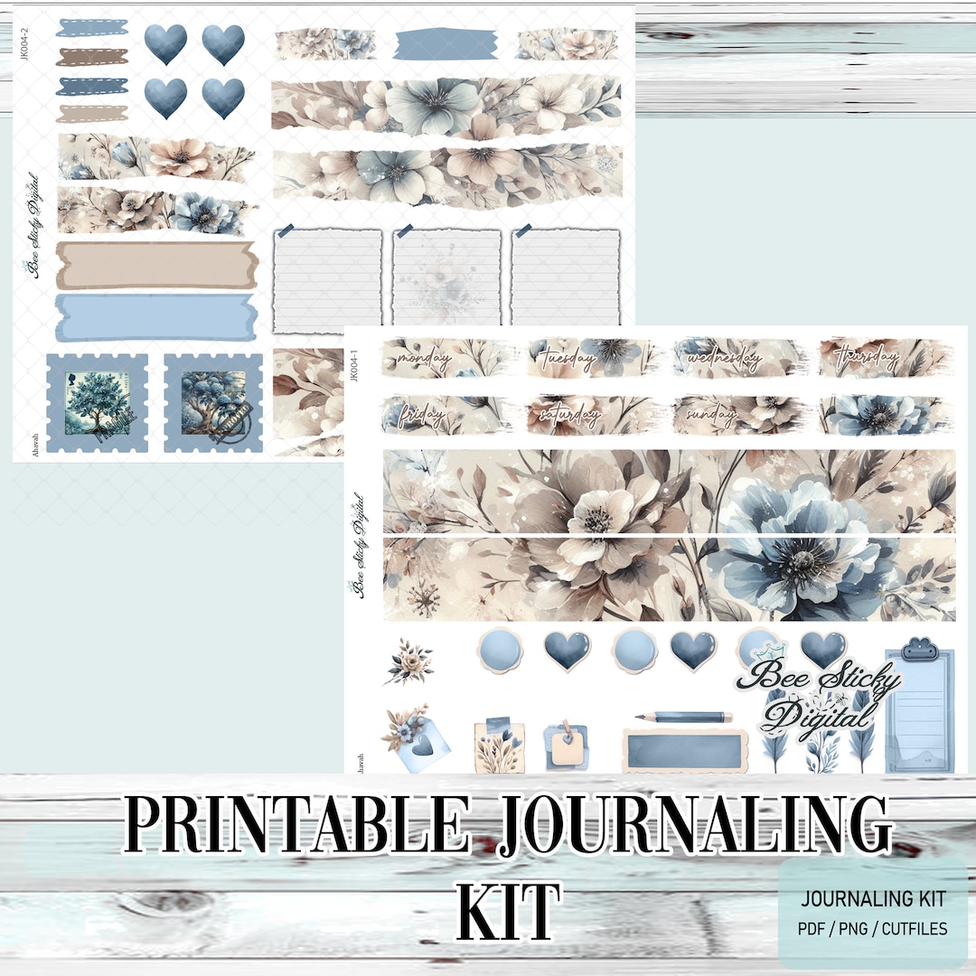 Printable Digital Download Journaling Sticker Kit Winter Cozy Blue ...
