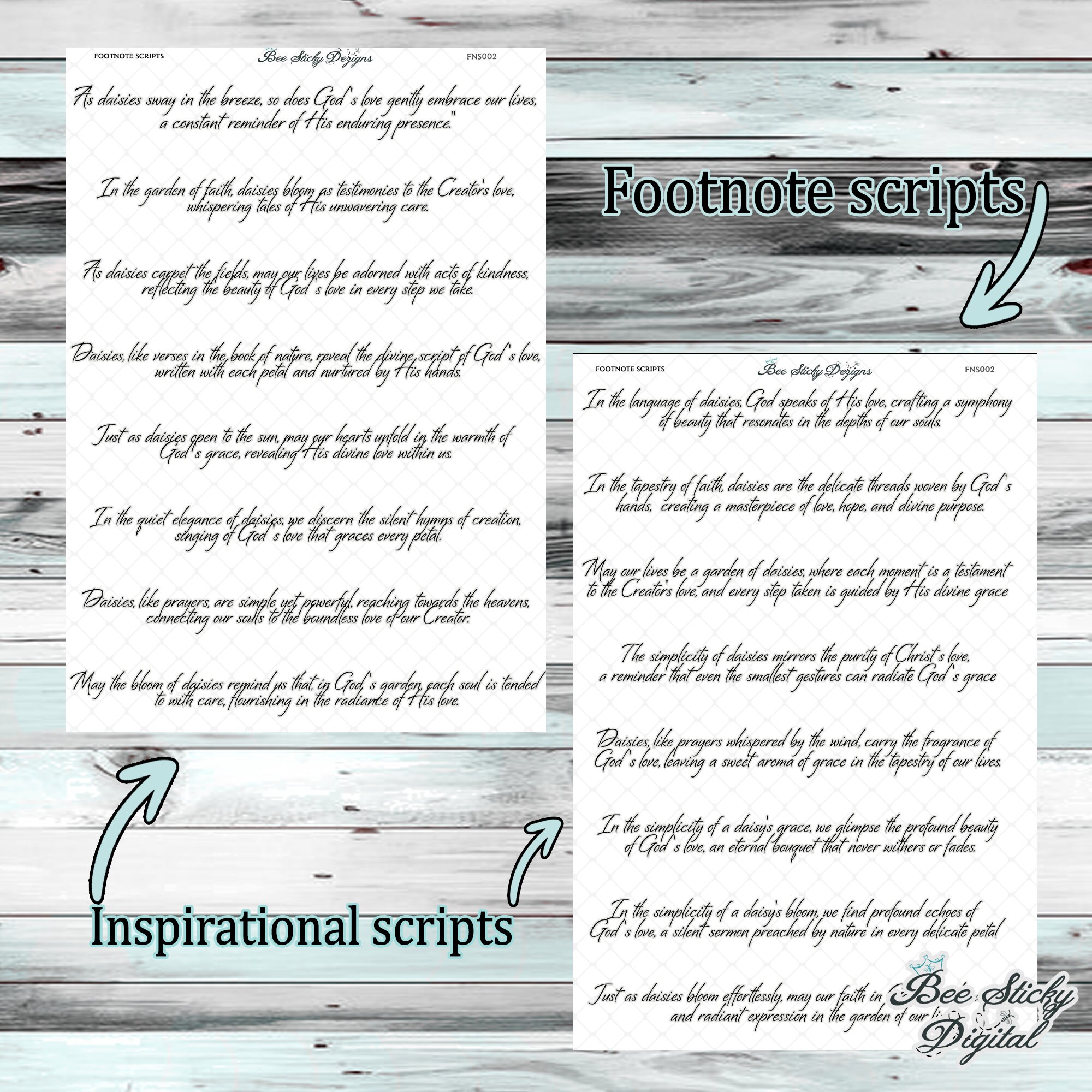 Printable Footnote Scripts & Wash Script Sticker Kit Silhouette ...