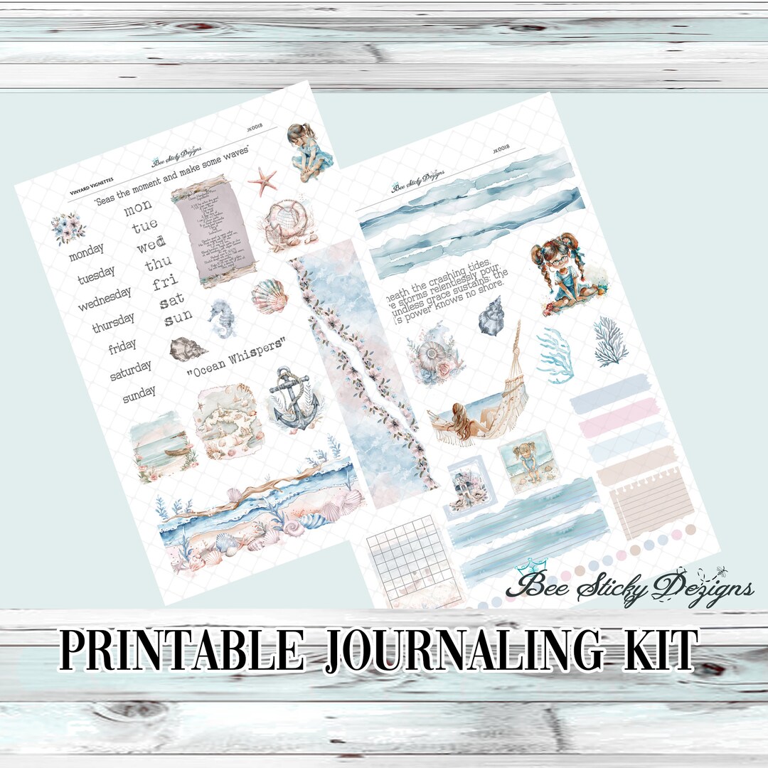 Printable Journaling Sticker Kit Ocean Vibe Journal Stickers Decorative ...