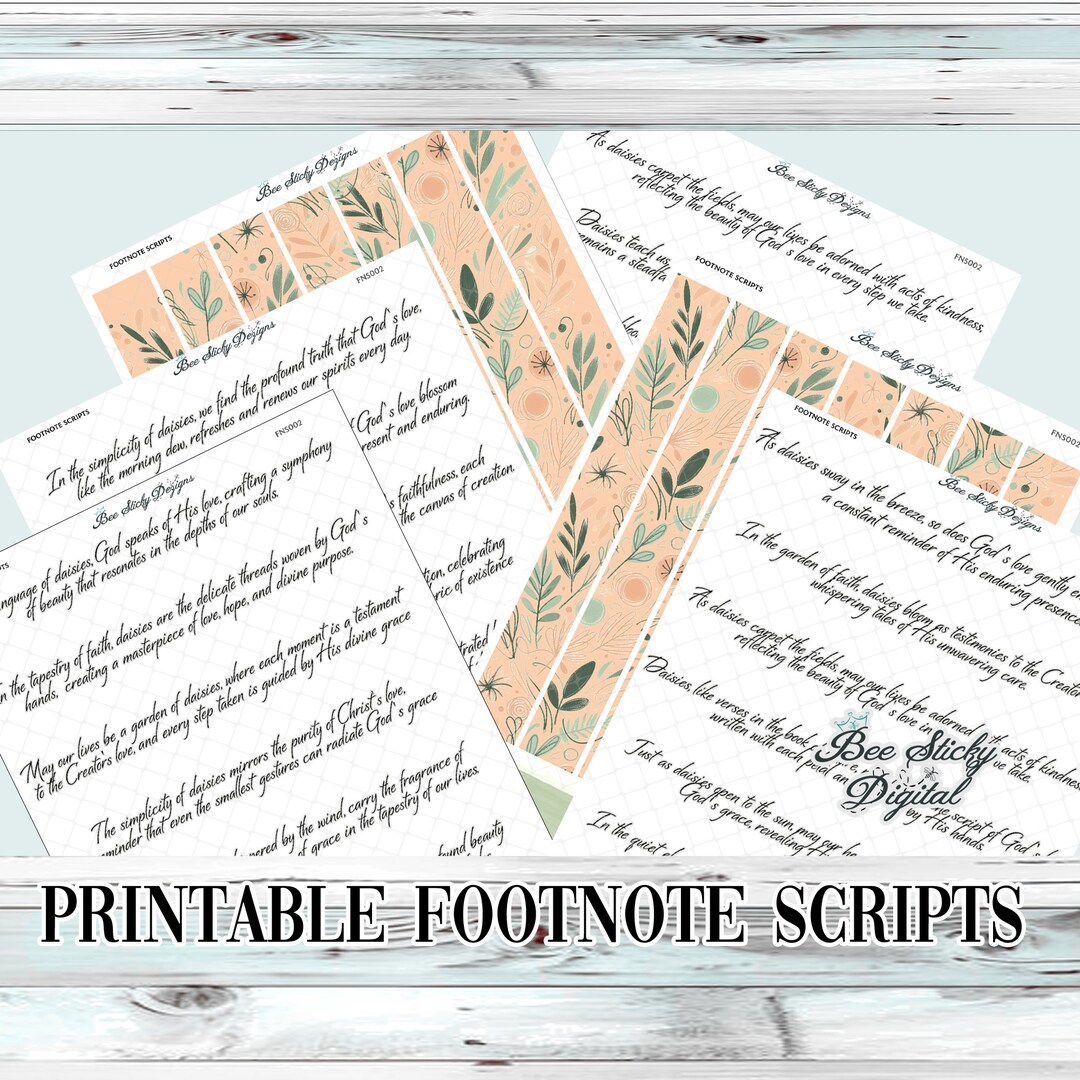Printable Footnote Scripts & Wash Script Sticker Kit Silhouette ...