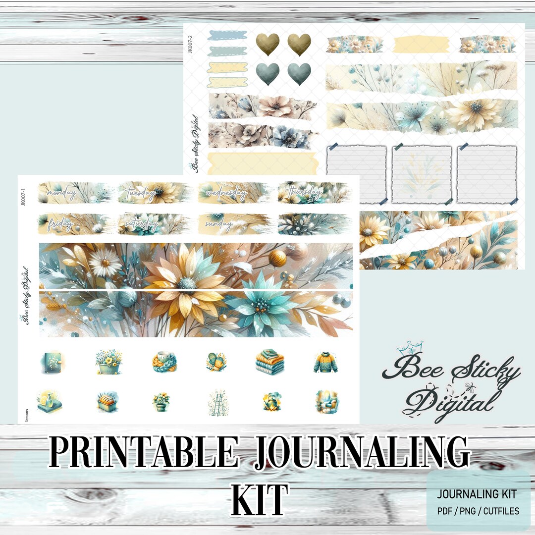Printable Digital Download Journaling Sticker Kit Lemon Winter Weather ...