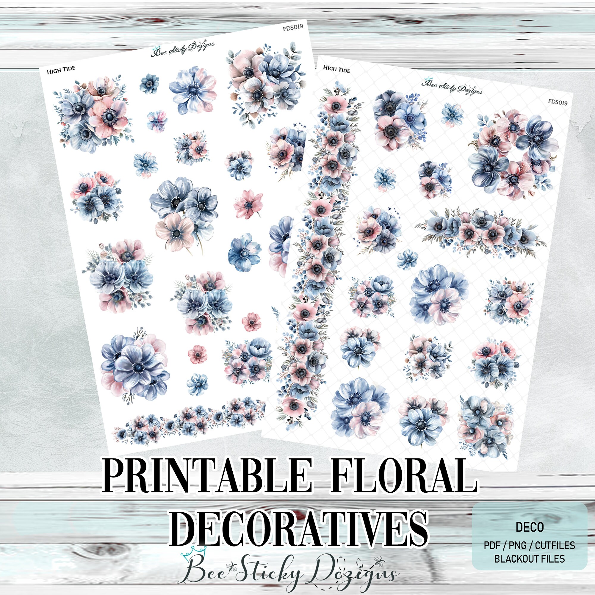 Floral Printable Deco Stickers, Printable Floral Stickers, Floral Deco ...