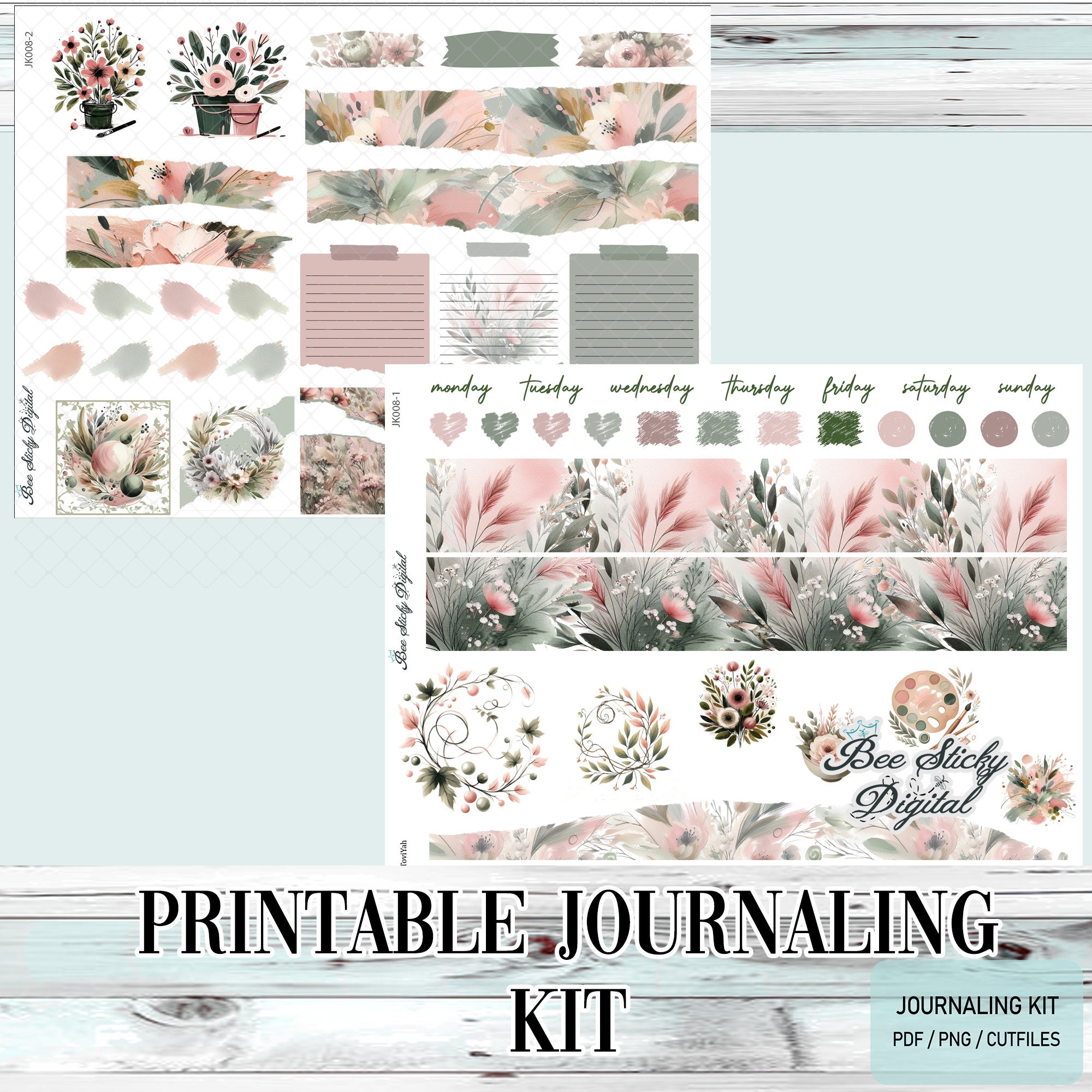 Printable Digital Download Journaling Sticker Kit Flowery Journal ...