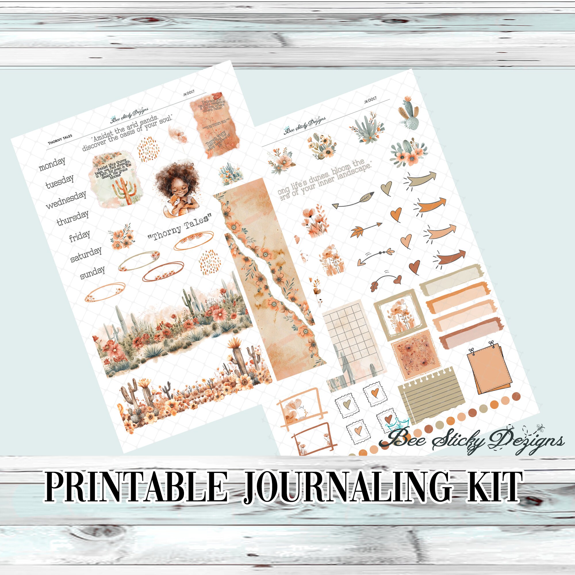 Printable Journaling Sticker Kit Cactus Desert Journal Stickers ...