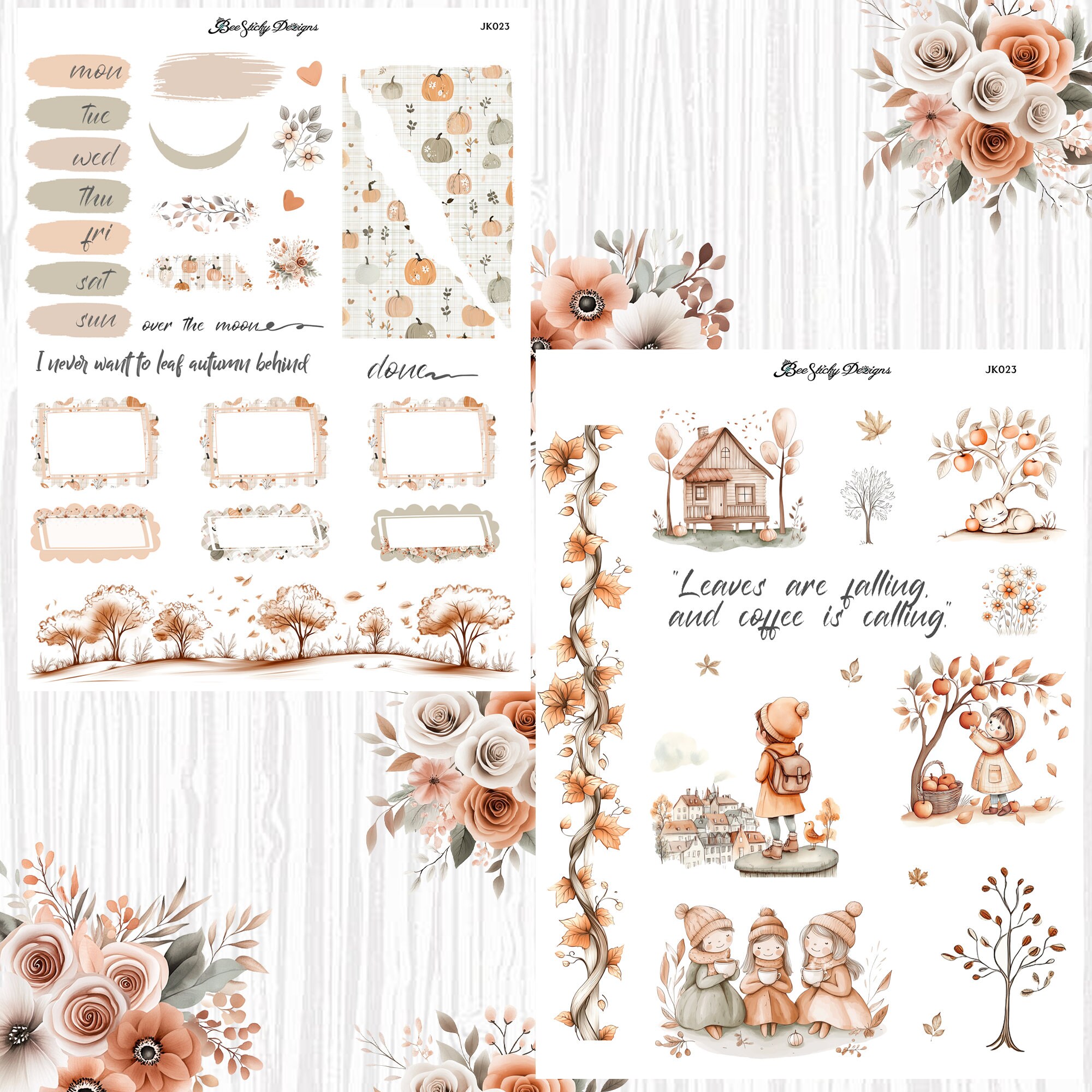 Printable Journaling Sticker Kit Autumn Journal Stickers Decorative ...