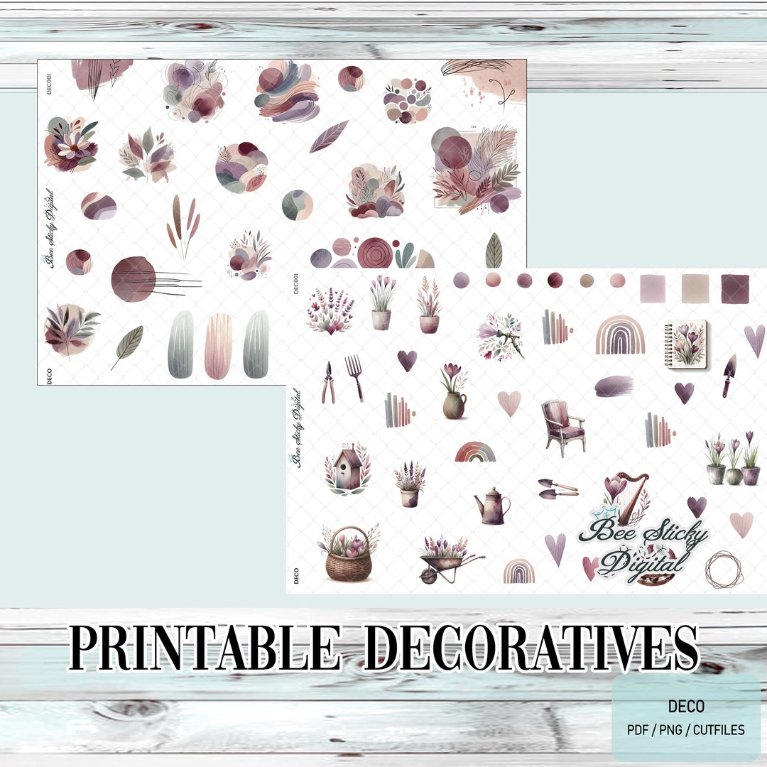 Printable Deco Planner Stickers, Abstract Scribble Deco and Deco Kit ...