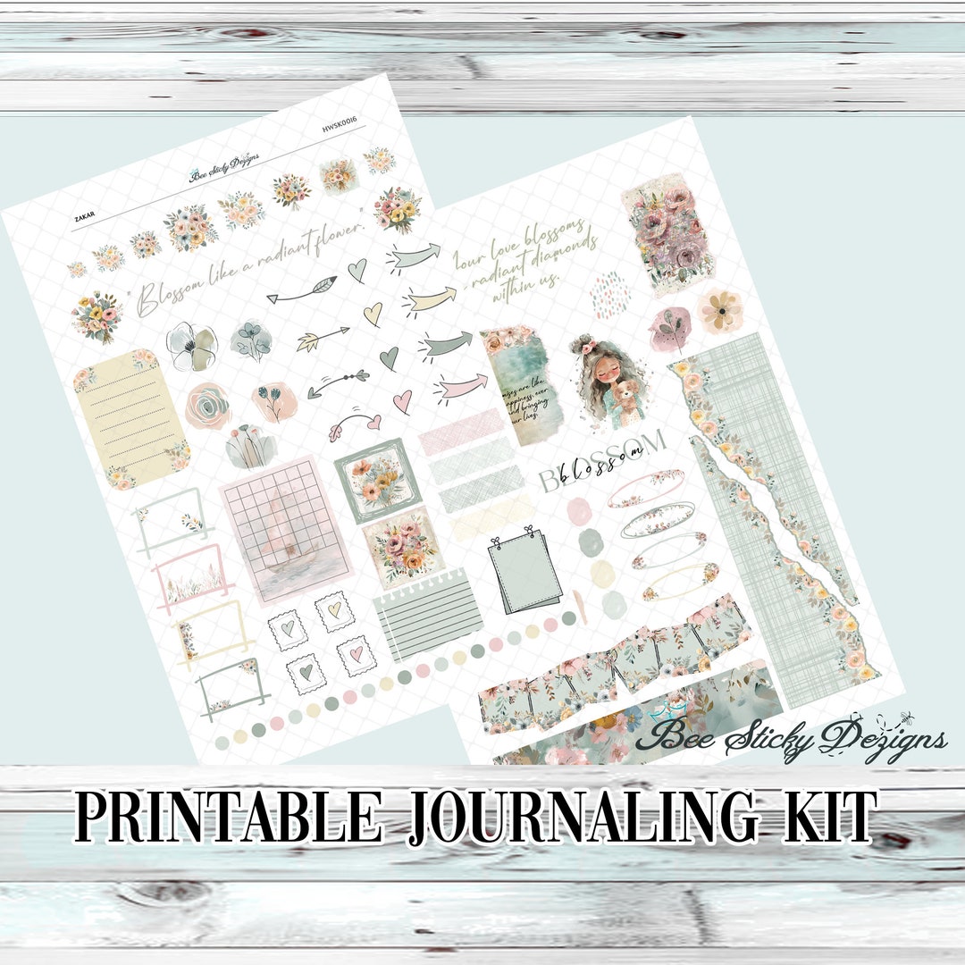 Printable Digital Download Journaling Sticker Kit Pastel Spring Journal