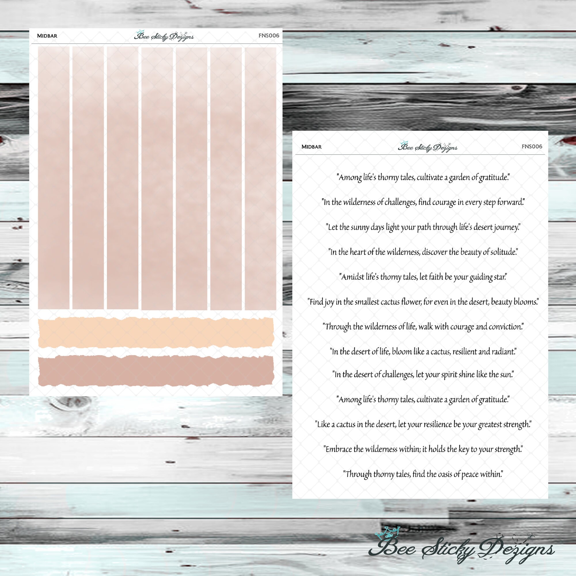 Printable Footnote Scripts & Washi Strips Sticker Kit Desert Theme ...
