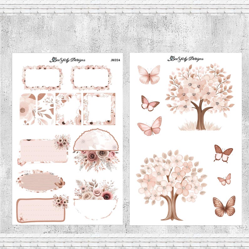 Printable Journaling Sticker Kit Pink Earthy Floral Journal Stickers ...