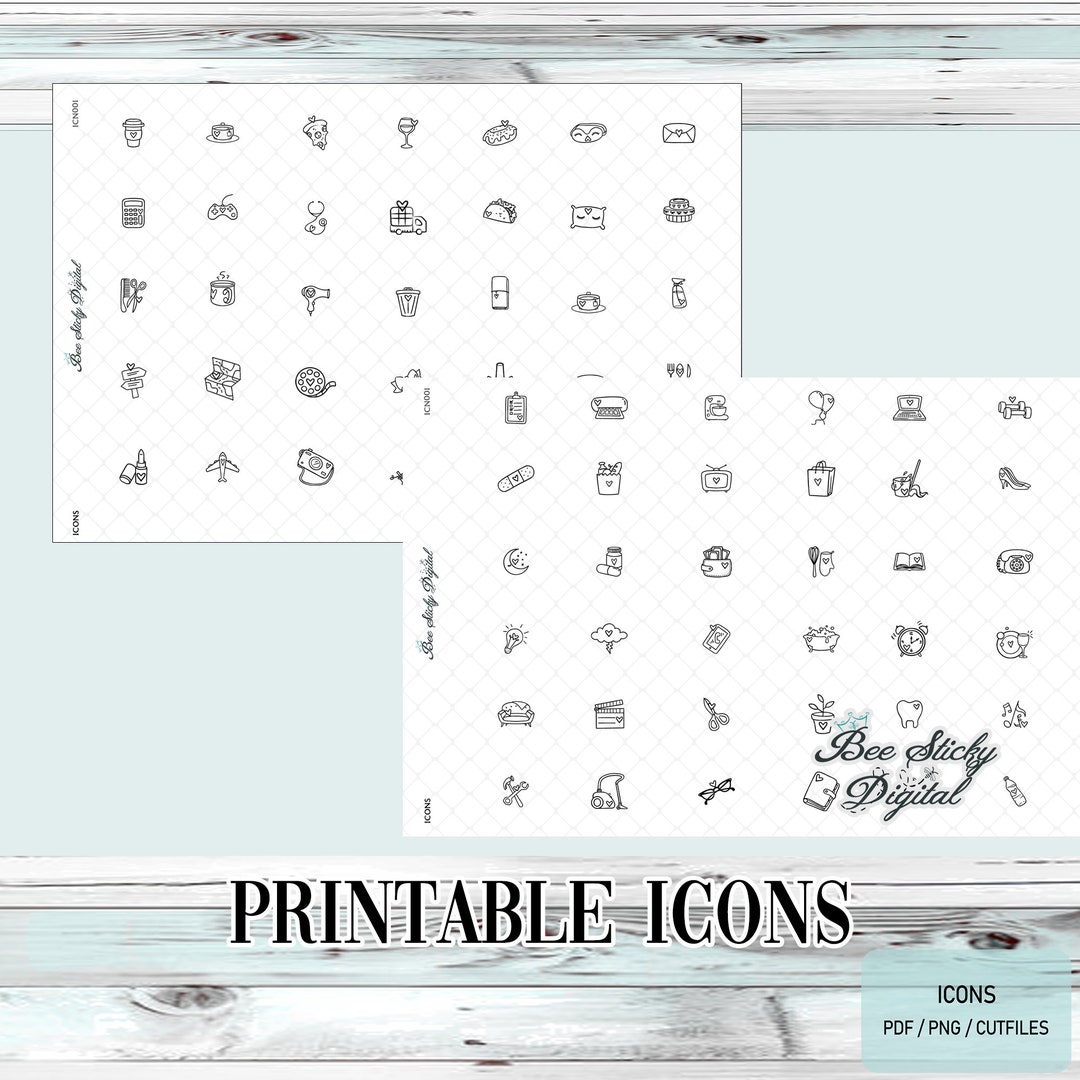Printable Mini Icon Planner Stickers, Icon Kit, Planner Stickers ...