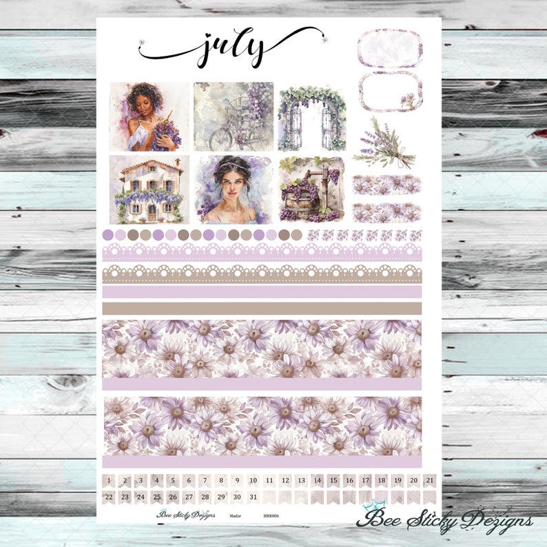 Printable July Vertical Monthly Kit, June Kit, Printable Planner ...