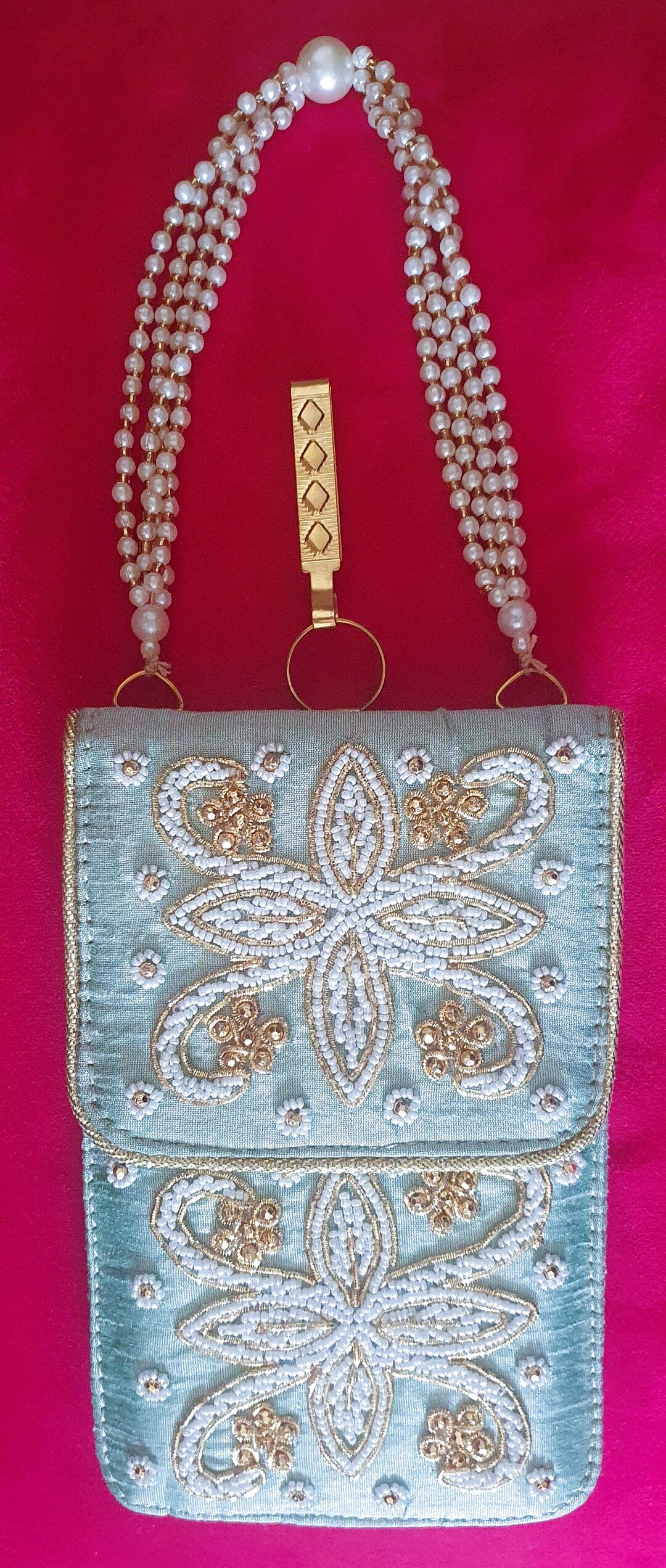 Handmade Indian Silk Phone Purse: Beaded Floral iPhone Samsung Case - Etsy