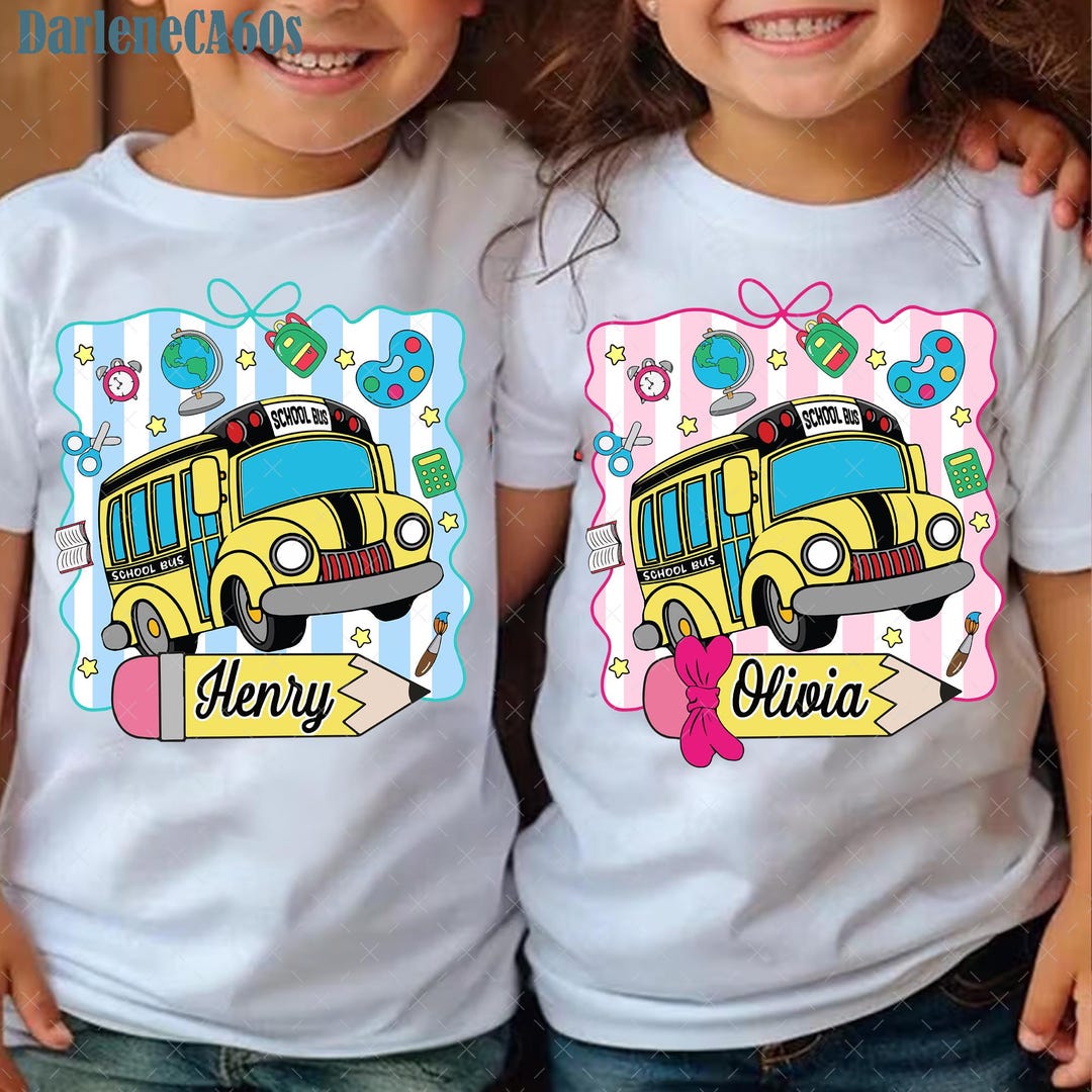 Custom School Bus Back to School for Kids Png, Preppy Back to School ...