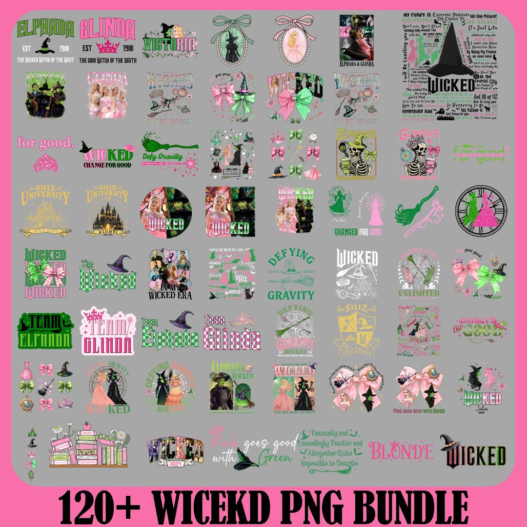 120+ Wicked Pink and Green Png Bundle, Glinda’s Pink Potion Club Png ...