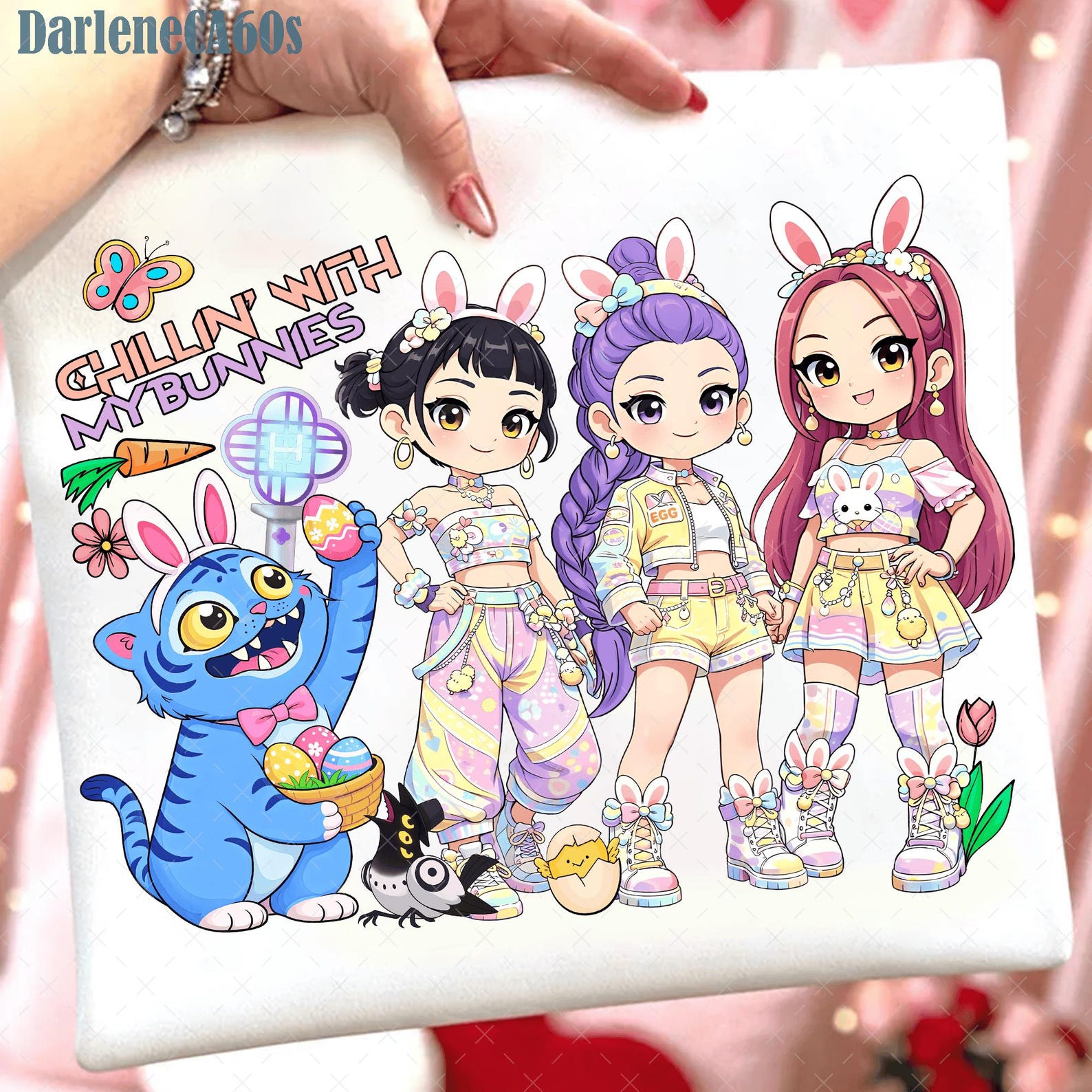 Chillin With My Peeps Huntrix Happy Easter Day Kpop Demon Hunters PNG ...