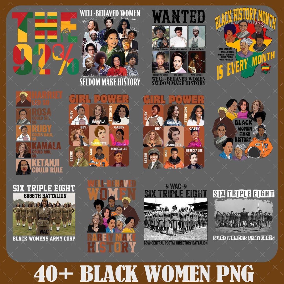 40 Black Women Bundle Png, Black History Png, Afro American Png, Girl ...