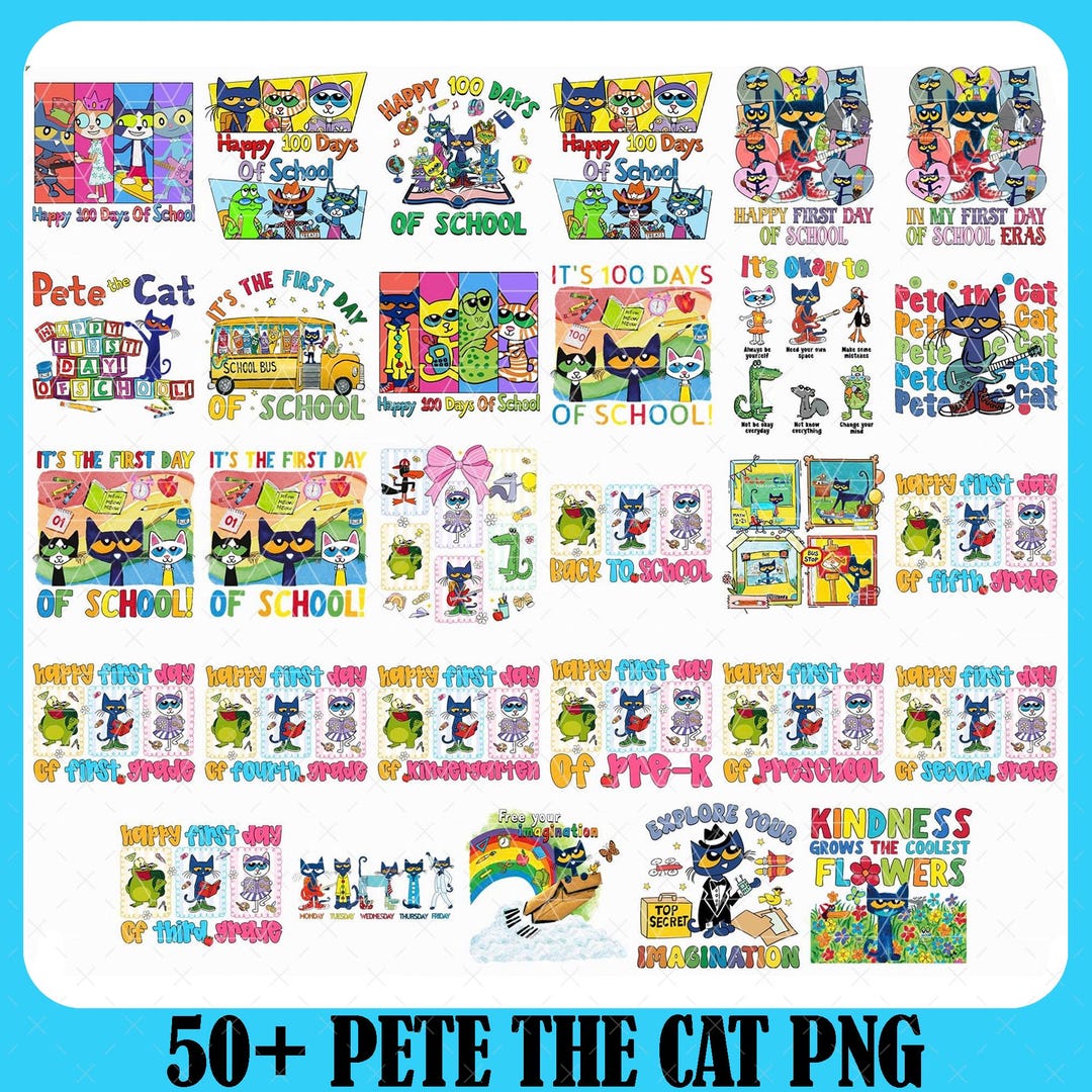 50+ Pete the Cat Png Bundle, the Groovy Pete Cat Bundle Png, Pete the ...