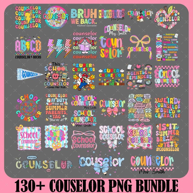 130+ School Counselor Png Bundle, Preppy Floral Counselor Png ...