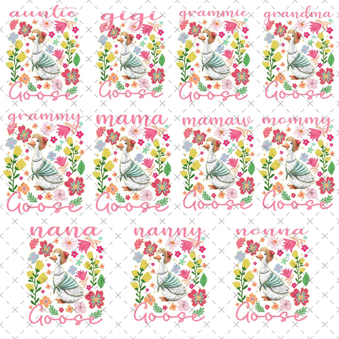 Nana Gigi Mimi Goose PNG Bundle, Floral Nana Png, Coquette Gigi Png ...