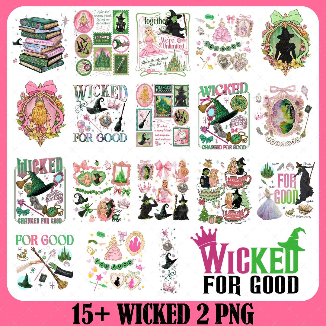15+ Wicked Pink and Green Png Bundle, Glinda’s Pink Potion Club Png ...
