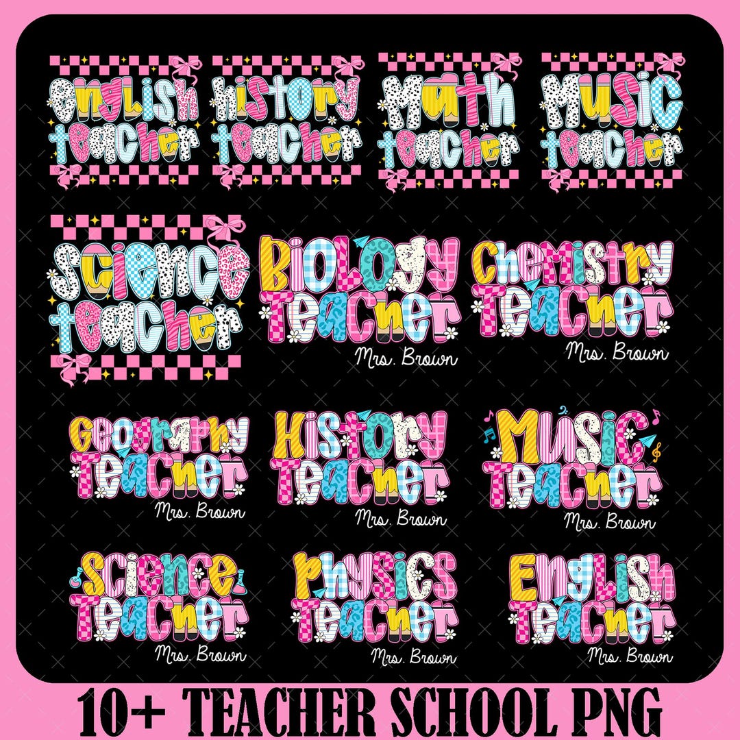 10+ Coquette Bow Preppy Teacher PNG Bundle, Teacher Appreciation Png ...