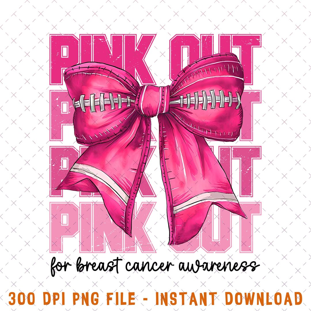 Pink Out for Breast Cancer Awareness Png, Coquette Bow Tackle Cancer ...