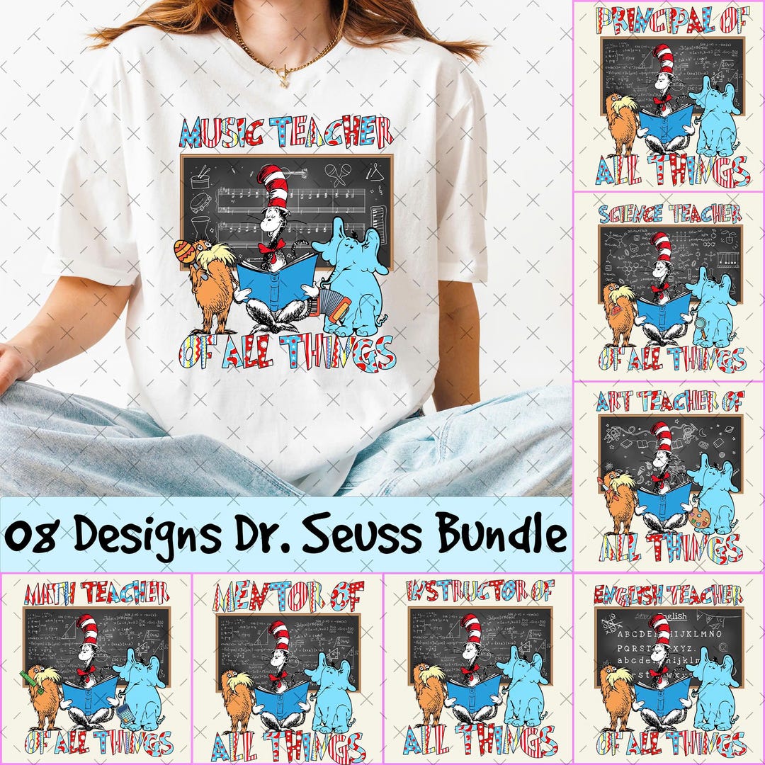 8 Designs Dr Suess Png Bundle, Thing 1 Thing 2 Sublimation Suess Day ...