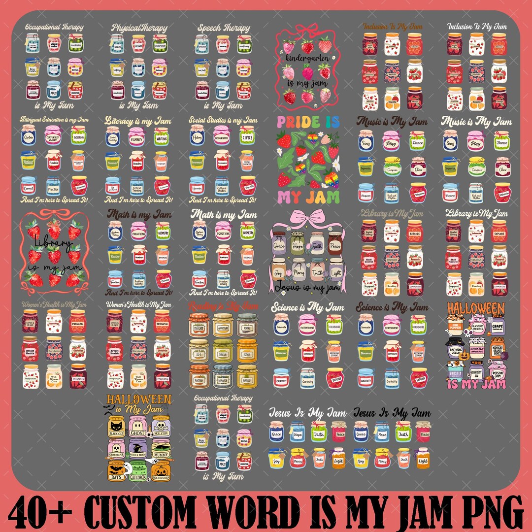 40+ Custom Word is My Jam Bundle Png, Back to School Png, Teacher Gift ...
