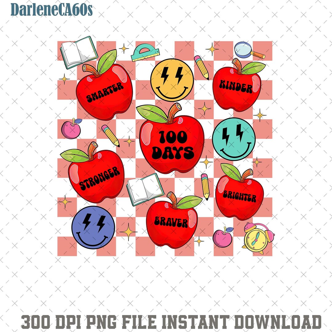 Retro Groovy 100 Days of School PNG, 100 Days of School Png, Teacher ...