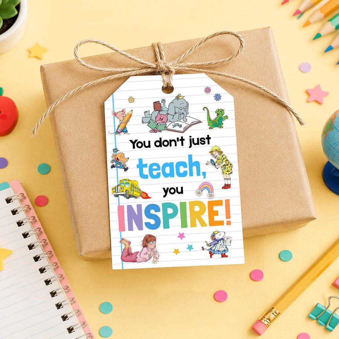 Editable Teacher Appreciation Gift Tag Canva Template, Children’s Book ...