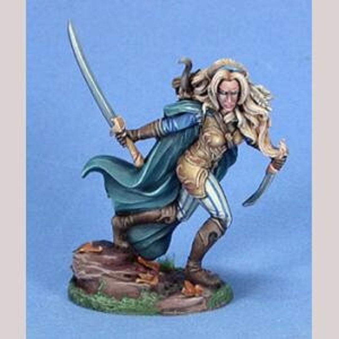 Female Wood Elf Warrior With Sword and Dagger D&D Frostgrave Pathfinder ...