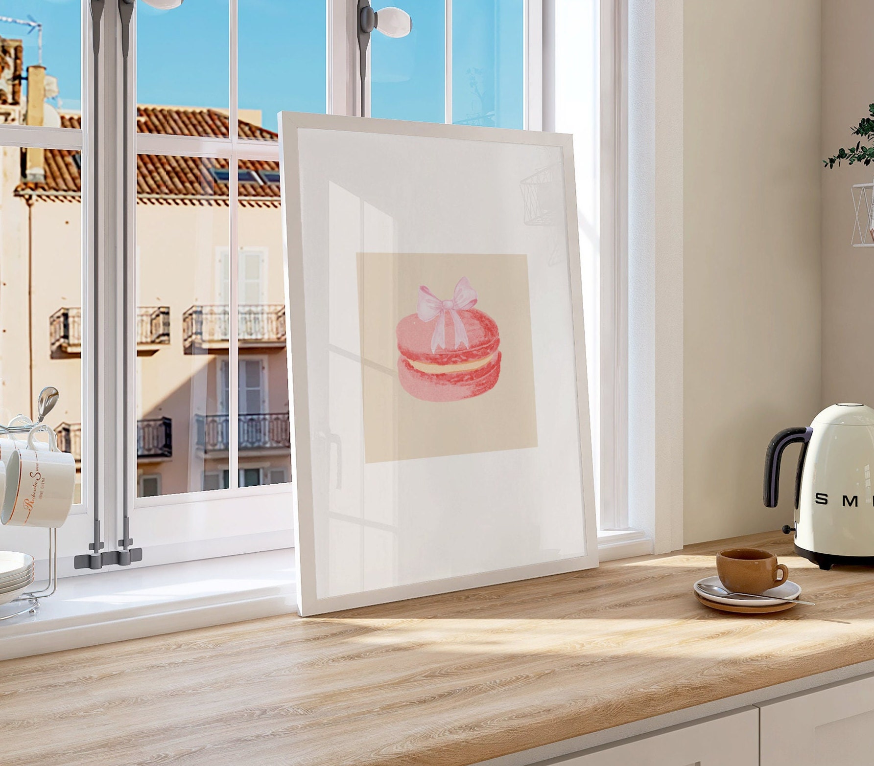 Macaron Love Poster Pink Aesthetic Kitchen Wall Art, Trendy Large Print ...