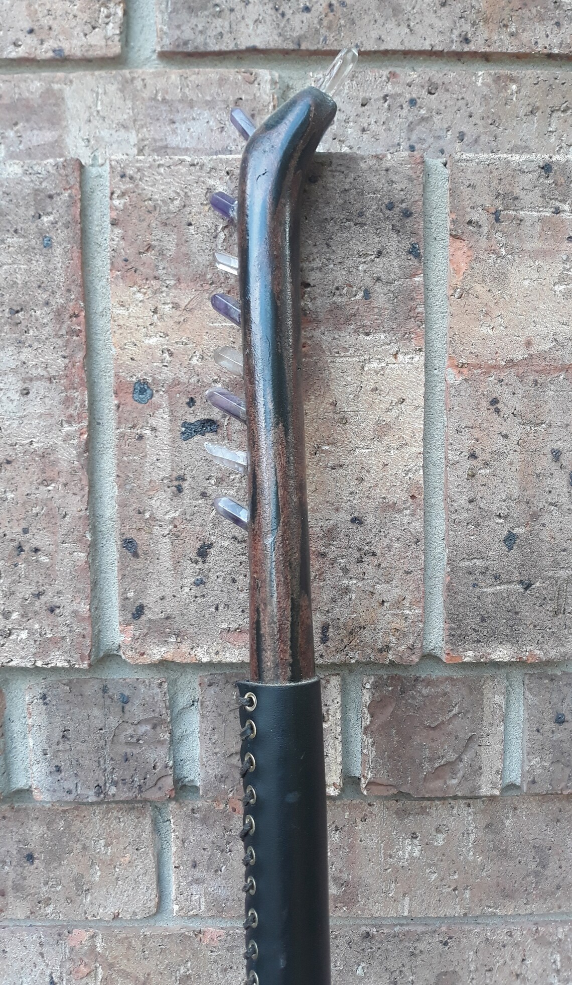 Handcrafted Crate Myrtle Walking Staff With Amethyst & Eagle Feathers ...