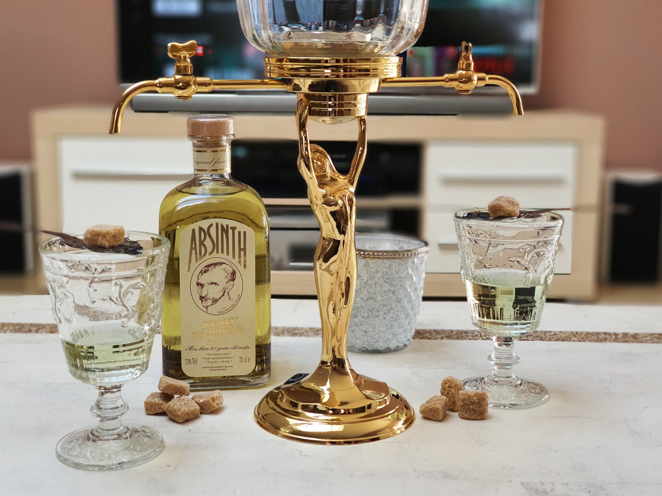 Metal, Gold Plated Lady Absinthe Fountain With Two Taps Hand-made ...