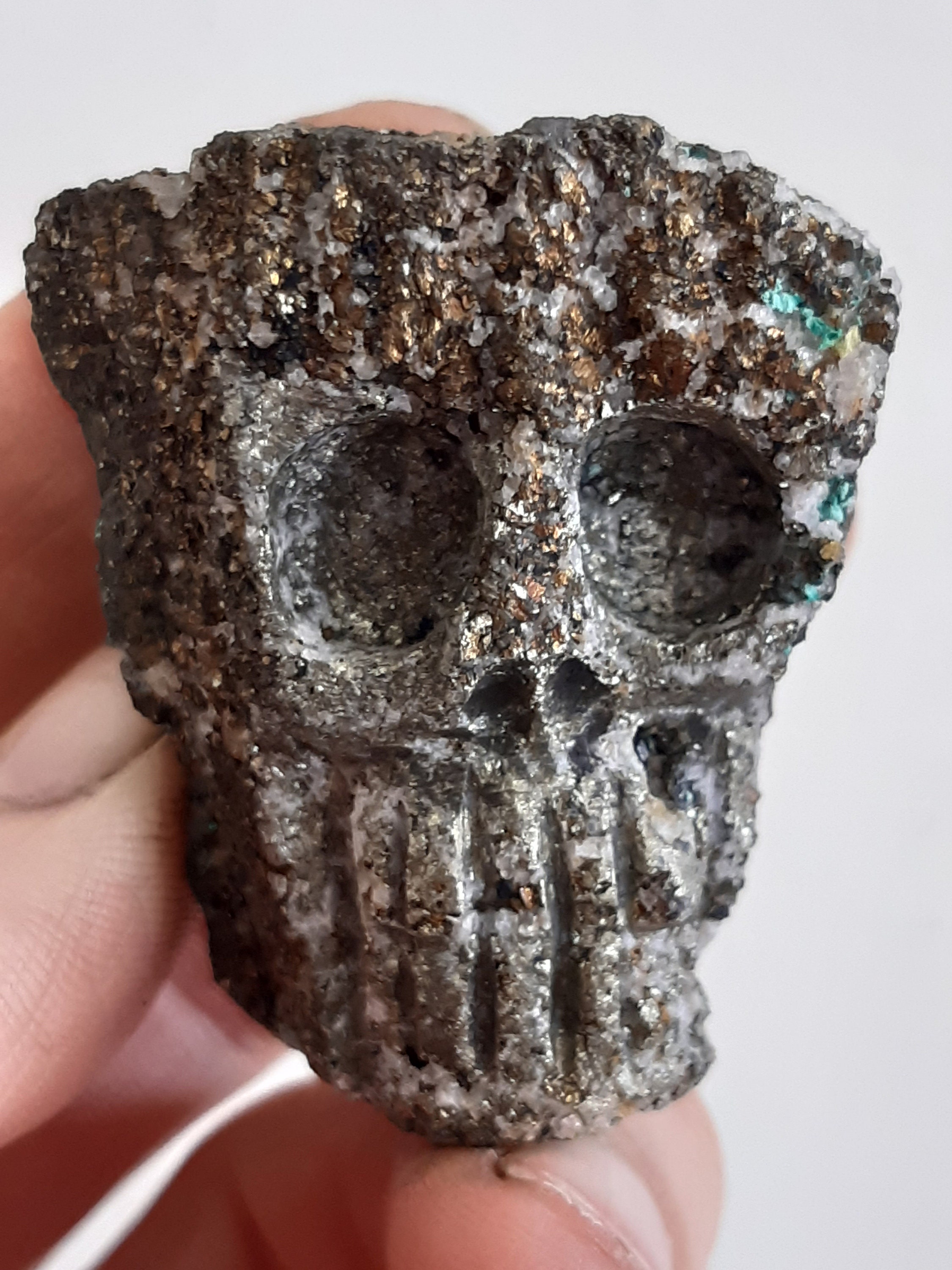 Crystal Skull Bornite Peacock Ore Shamanic Healing Art Sculpture, Altar ...
