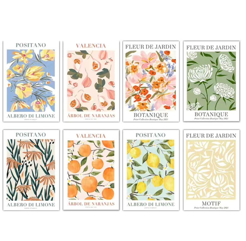 Decorative Flower Wall Art Painting Set of 8 Wall Art - Etsy