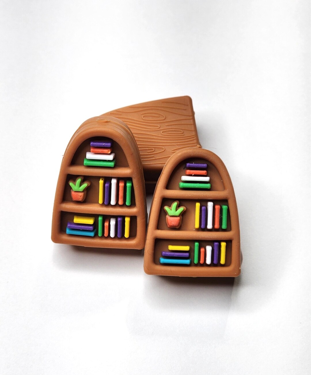 3D Bookshelf Focal Bead, Books on a Shelf Focal Bead, Book Lovers Focal ...