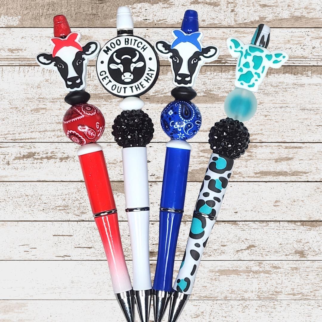 2H Cow Beaded Pens, Funny Cow Pens, Custom Cow Pen, Farmer Pen, Beaded ...