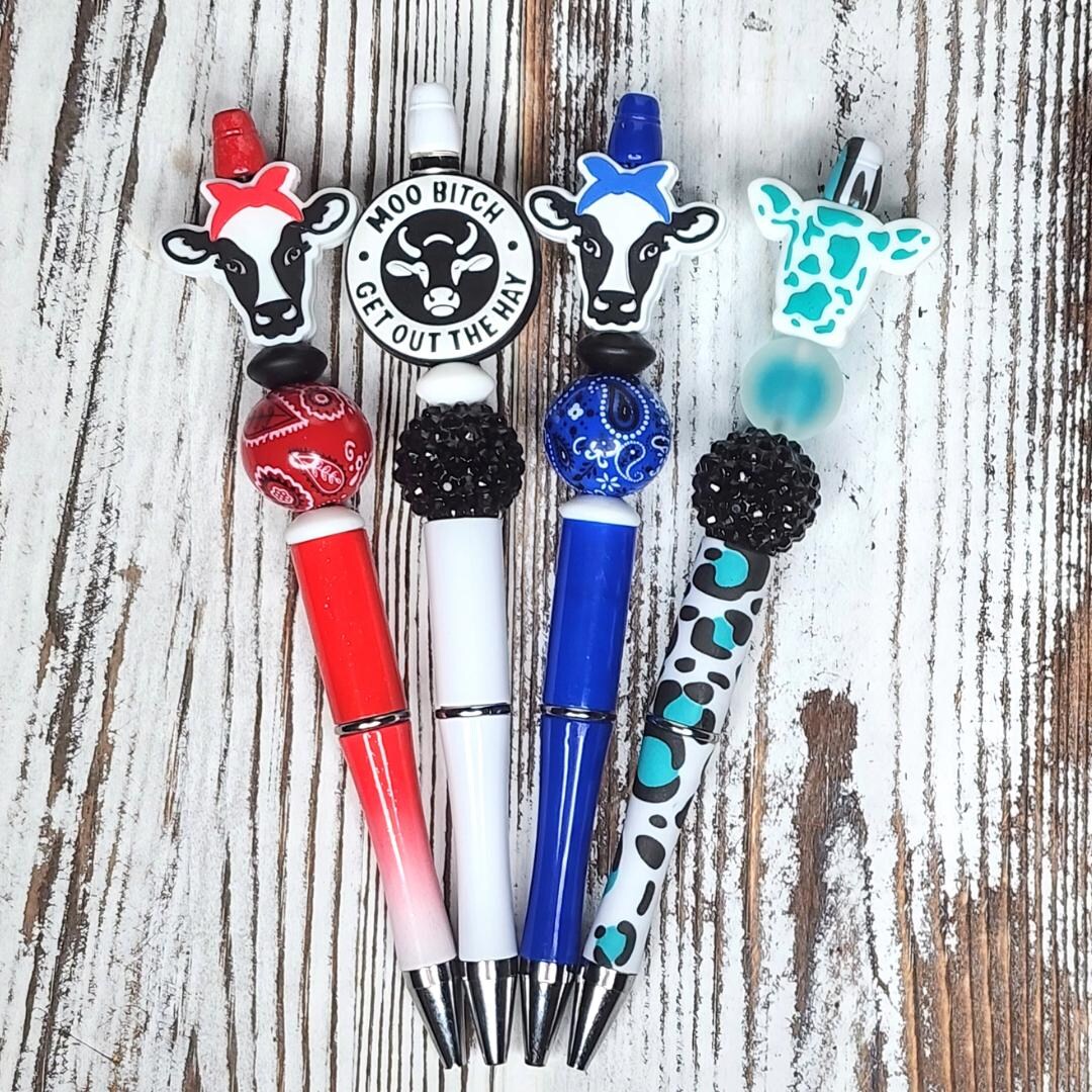 2H Cow Beaded Pens, Funny Cow Pens, Custom Cow Pen, Farmer Pen, Beaded ...