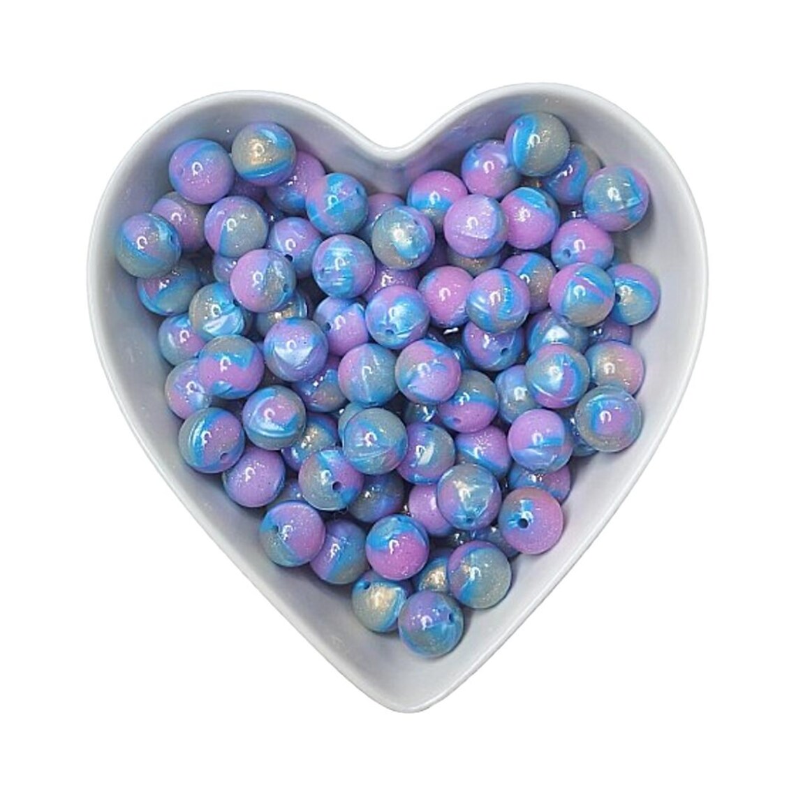 15mm Blue Raspberry Surprise Glossy Swirl Glitter Beads, Glitter Jelly ...