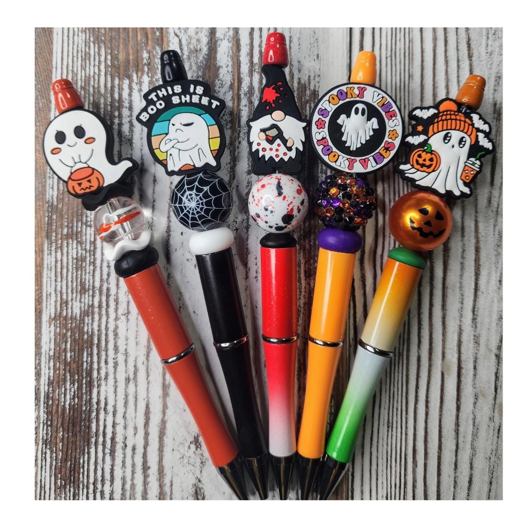 Halloween Pens, Ghost Pens, Halloween Beaded Pens, Spooky Vibes Pen ...