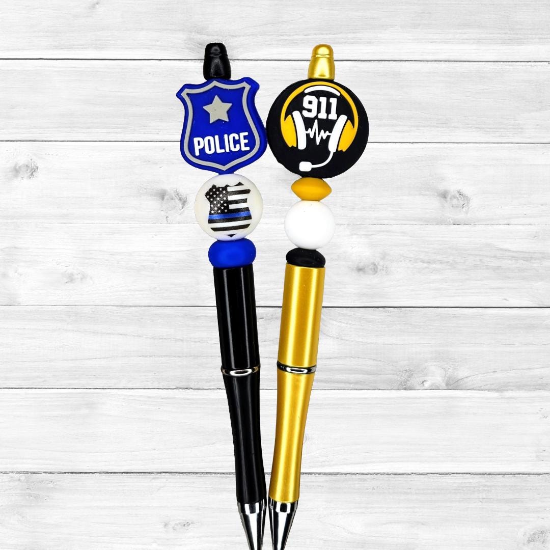 Police and 911 Operator Beaded Pen, Cops Beaded Pen, Emergency ...