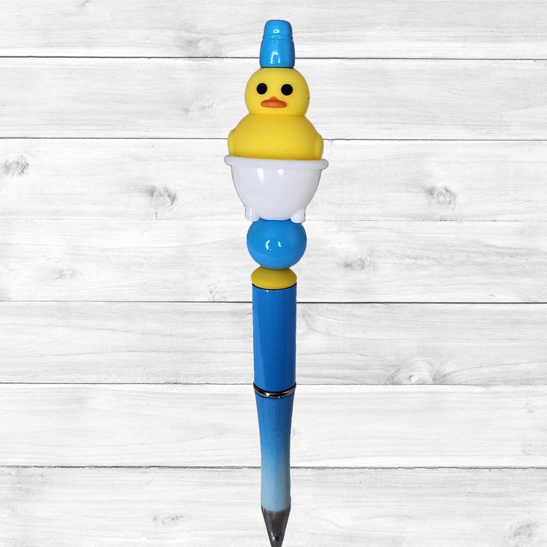 3D Rubber Duck Pen, 3D Duck Beaded Pen, Cute Beaded Duck in a Bathtub ...